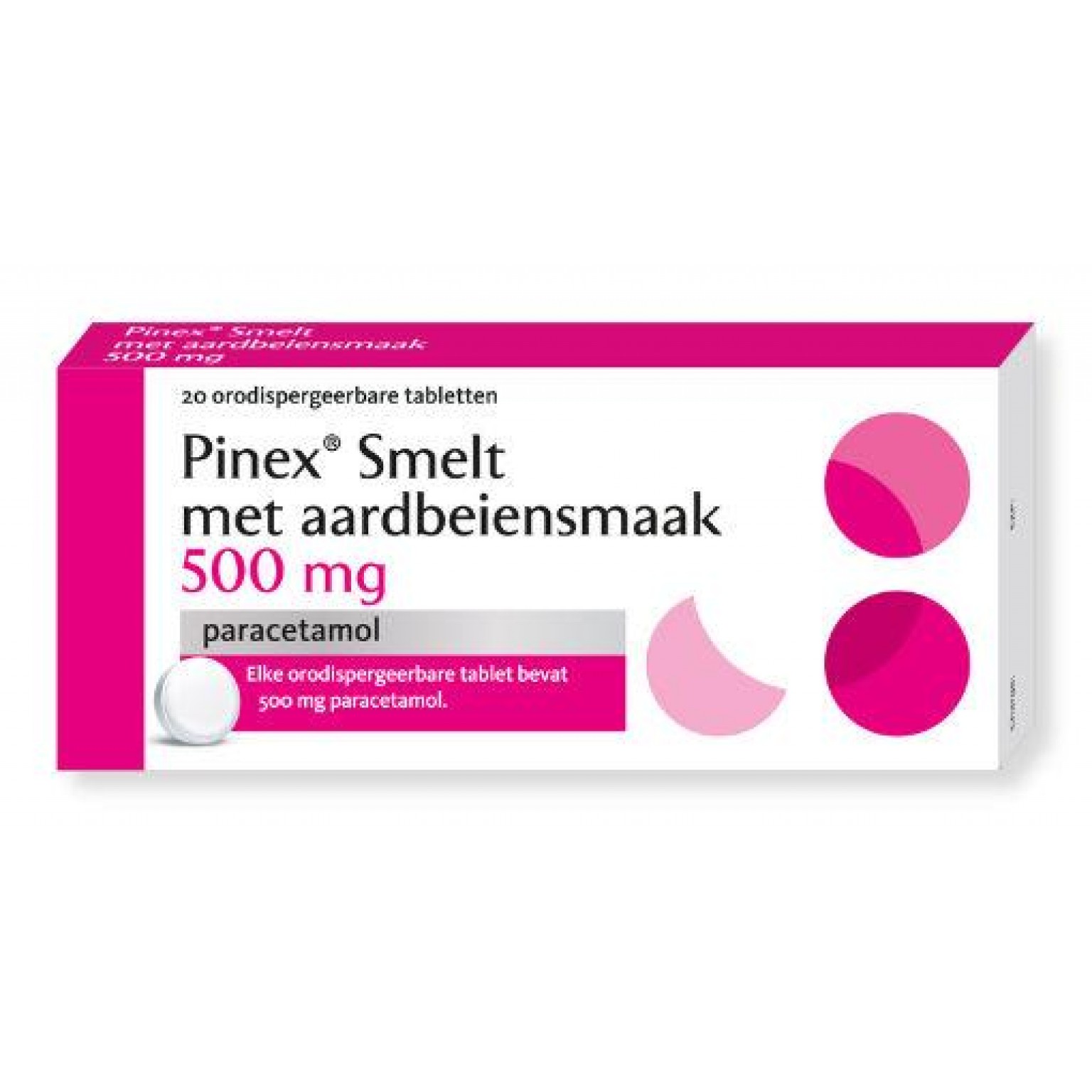Smelttablet aardbei 500 mg Pinex 20tab - Online Kopen